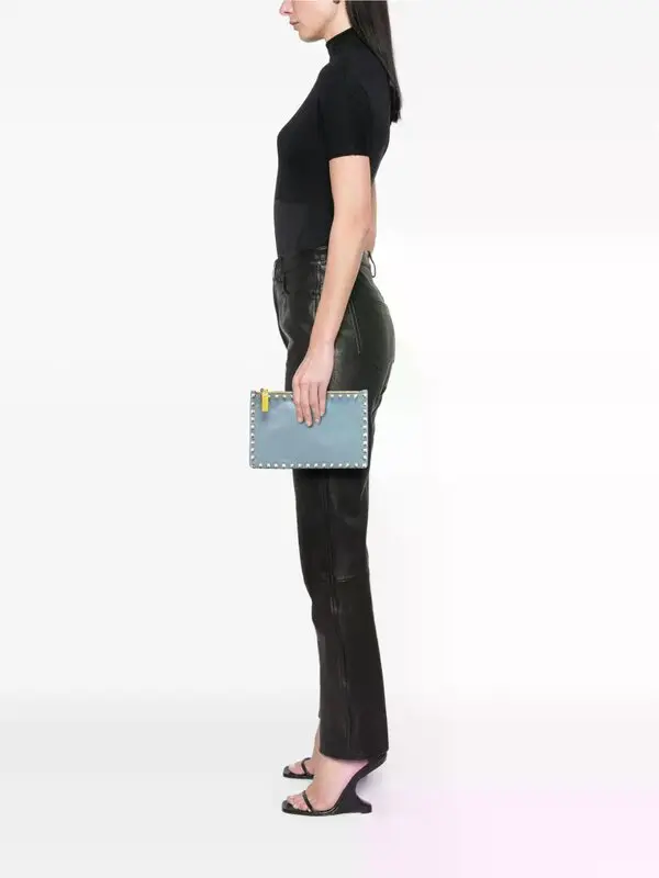 Valentino Garavani 2000-2017 Bicolor Leather Rockstud Clutch Bag