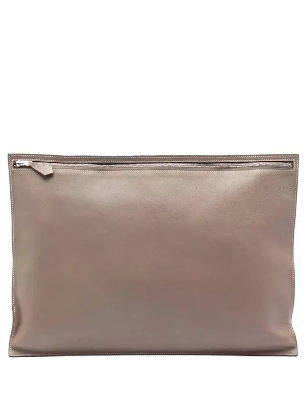 Hermès 2008 Swift Flat Zip Clutch Bag - Brown