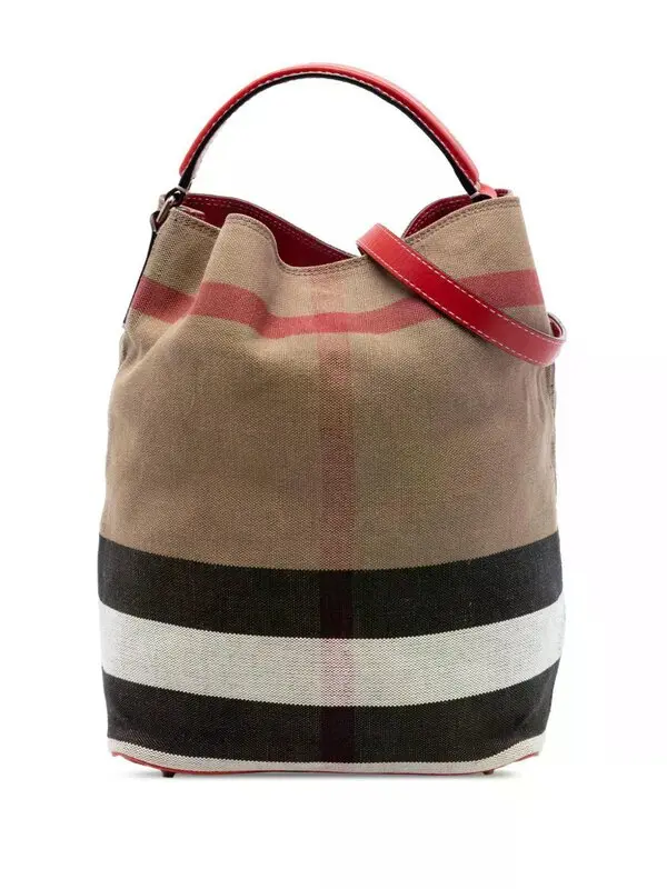 Burberry Medium Mega Check Ashby Bucket Bag - Brown