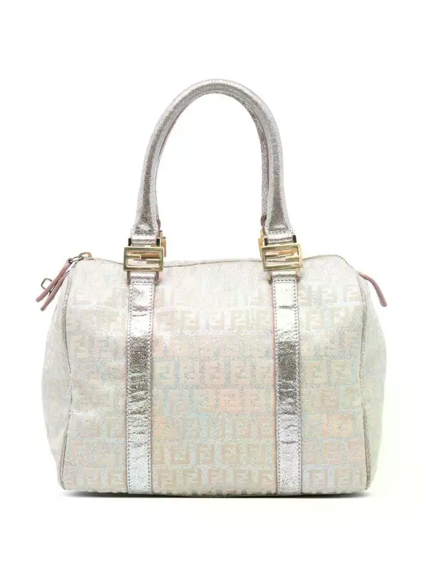 Fendi 2000-2010 Mini Zucchino Metallic Boston Bag - Silver
