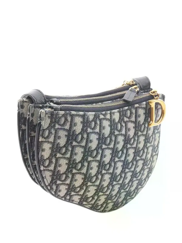 Dior Oblique Canvas Saddle Triple Zip Crossbody Bag 2010-2026 - Blue