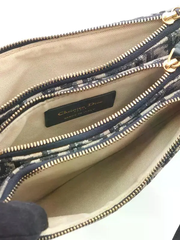 Dior Oblique Canvas Saddle Triple Zip Crossbody Bag 2010-2026 - Blue