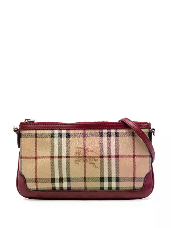 Burberry Haymarket Check Peyton Crossbody Bag - Red