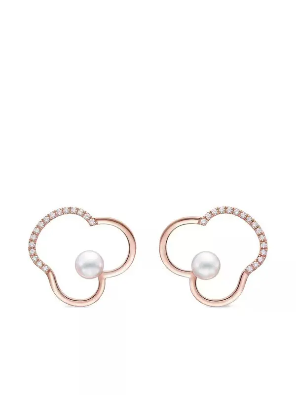TASAKI Large Chants Signature Akoya Pearl And Diamond Earrings - Pink