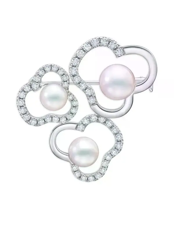 TASAKI Chants Akoya Pearl And Diamond Brooch - Silver