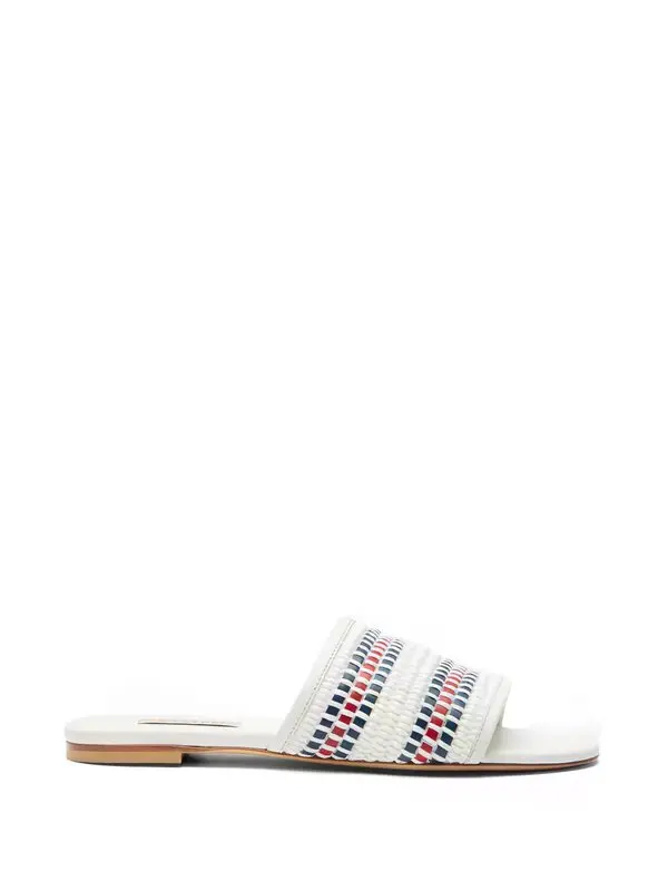 Casadei Amalfi Woven Flat Sandals - White