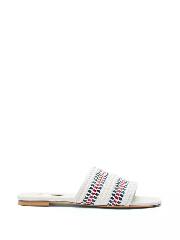 Casadei Amalfi Woven Flat Sandals - White
