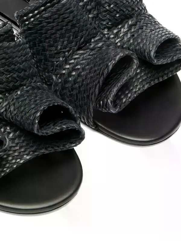 Casadei Hanoi Woven Flat Sandals - Black