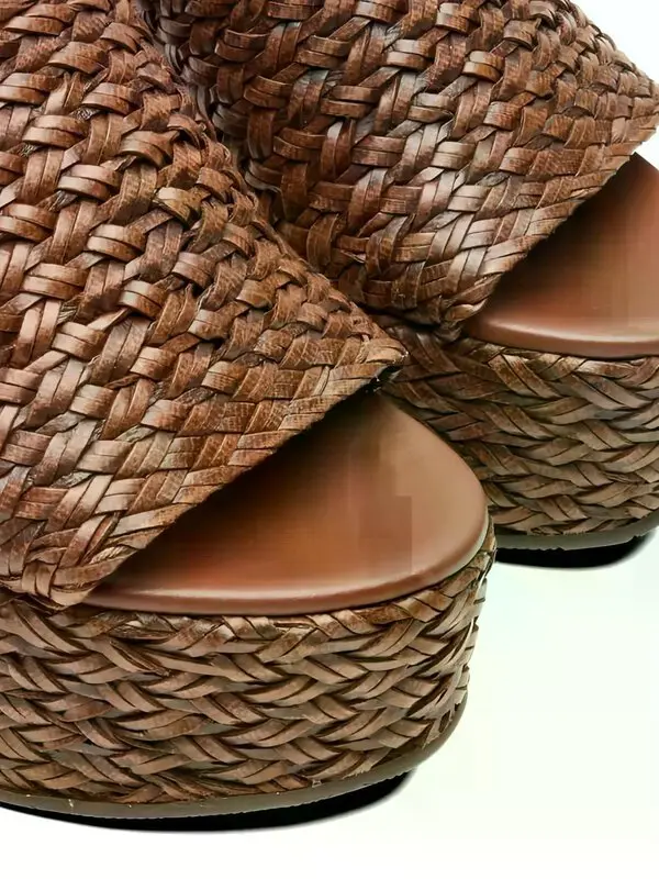 Casadei Suncity Woven Wedge Sandals - Brown