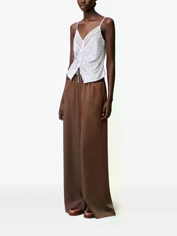 Claudie Pierlot Lace-trimmed Printed Satin Camisole