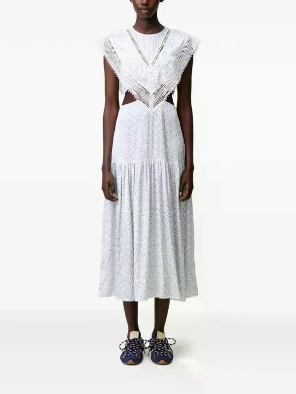 Claudie Pierlot Satin And Lace Maxi Dress - White