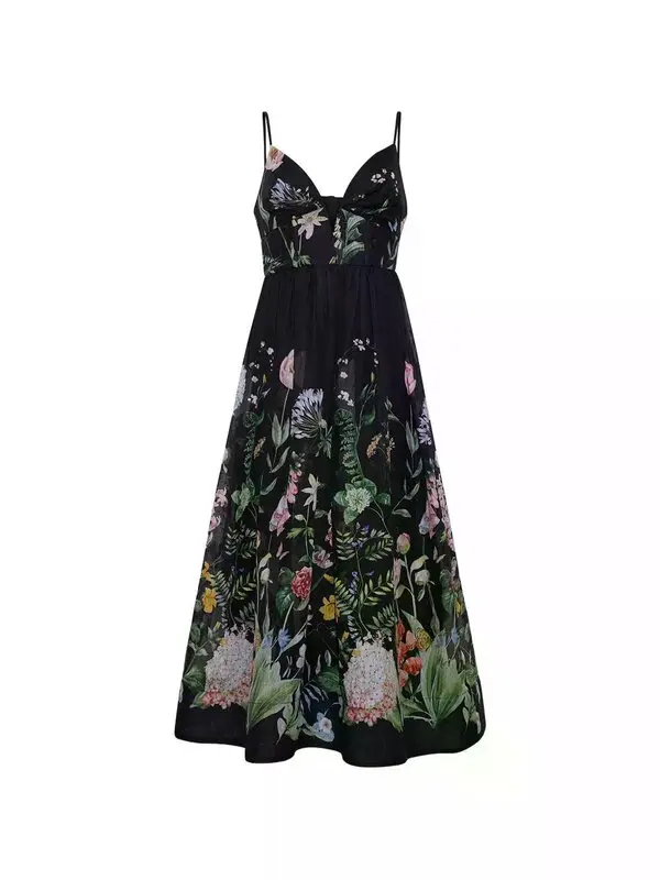Cara Cara Pero Floral Midi Dress - Black