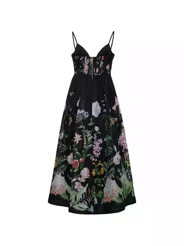 Cara Cara Pero Floral Midi Dress - Black