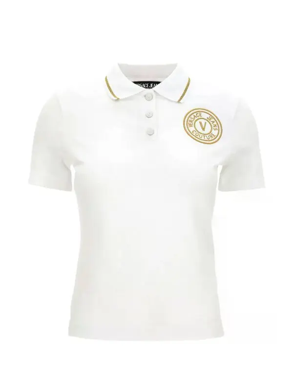 Versace Embroidered Polo T-shirt - White