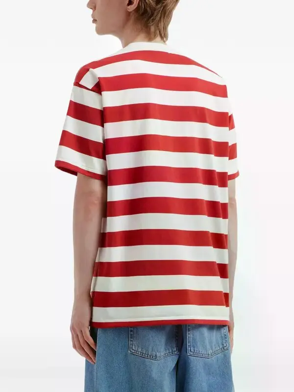 CHOCOOLATE Striped Crew-neck T-shirt - Red