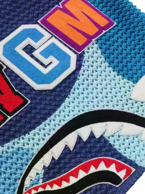 A BATHING APE Camo Crochet Shark Hoodie - Blue