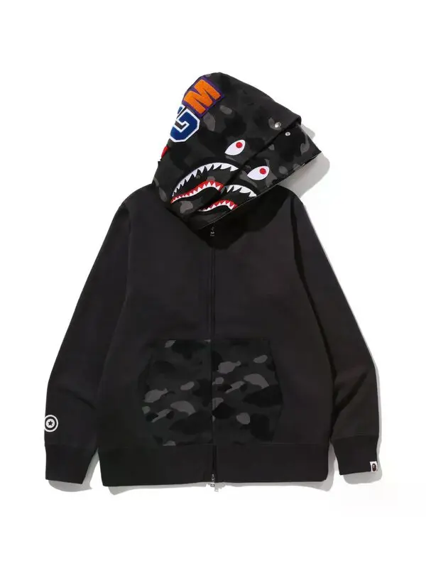 A BATHING APE Color Camo Shark Full-zip Hoodie - Black