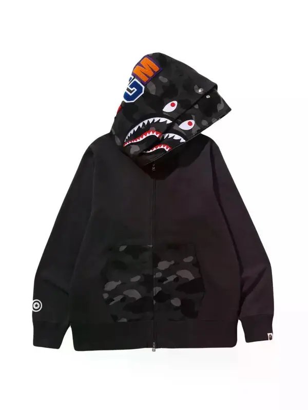 A BATHING APE Color Camo Shark Full-zip Hoodie - Black