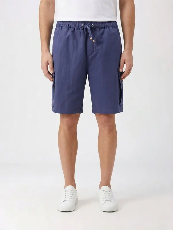 Brunello Cucinelli Linen And Cotton Cargo Shorts - Blue
