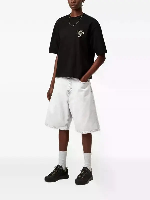 Carhartt Work In Progress Logo-patch Denim Shorts - Grey