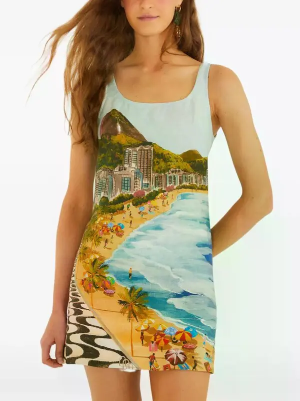 Farm Rio Copacabana-print Mini Dress - Blue