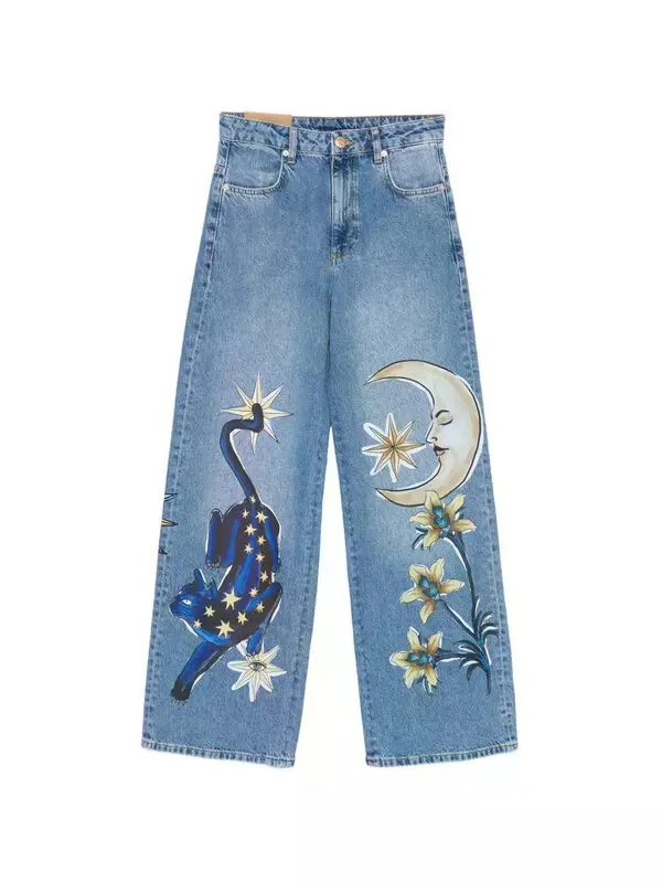 Farm Rio Graphic Print Wide-leg Jeans