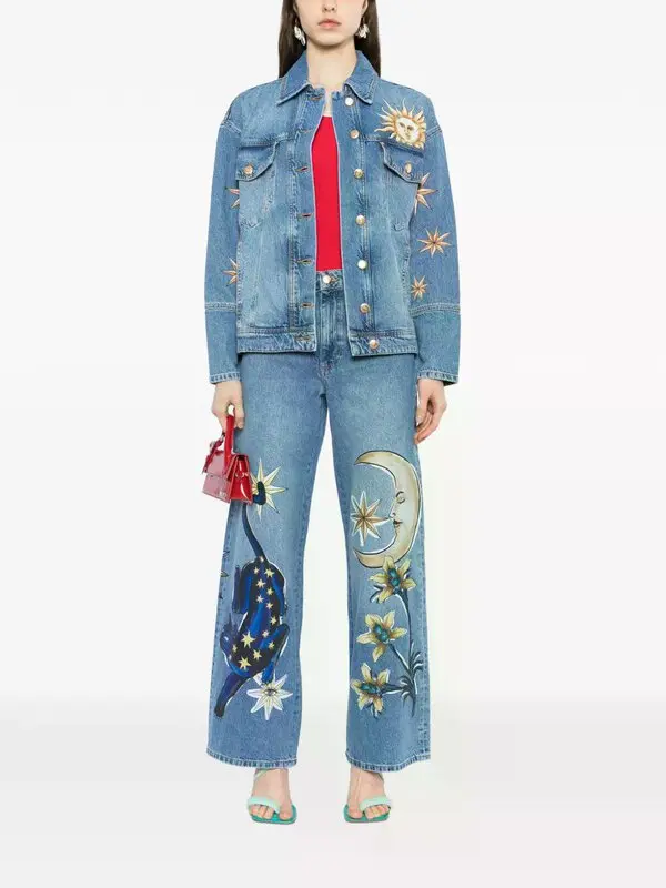 Farm Rio Graphic Print Wide-leg Jeans