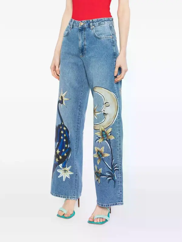 Farm Rio Graphic Print Wide-leg Jeans