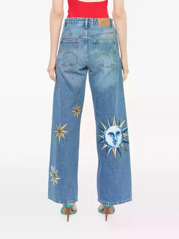 Farm Rio Graphic Print Wide-leg Jeans