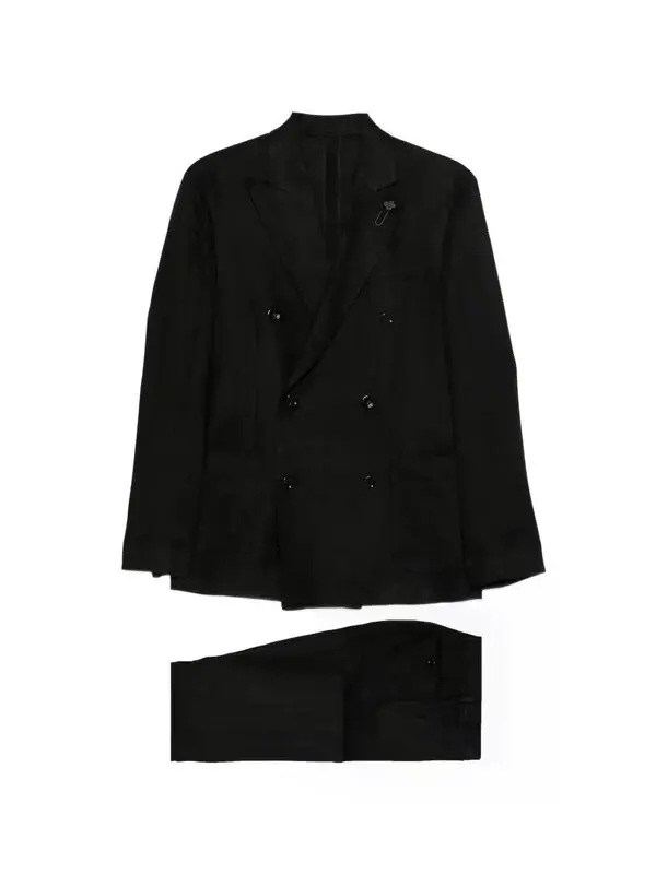 LARDINI Double-breasted Suit - Black