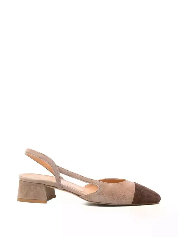 JULIE DEE Two-tone Suede Slingback Pumps - Neutrals