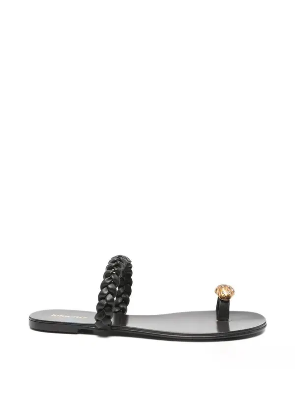 Lola Cruz Braided Thong Sandals - Black
