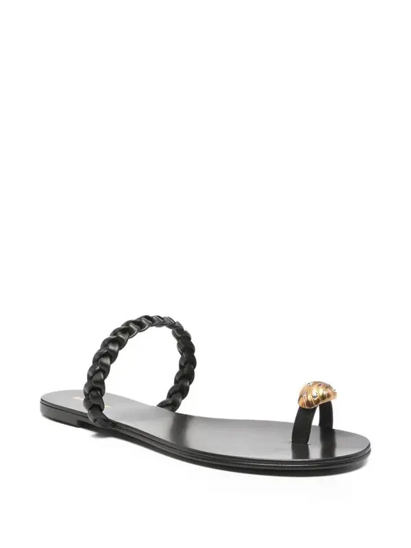Lola Cruz Braided Thong Sandals - Black