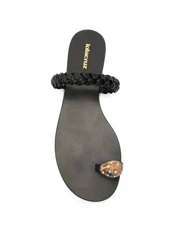 Lola Cruz Braided Thong Sandals - Black