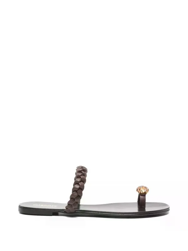 Lola Cruz Mona Embellished Flat Sandals - Brown