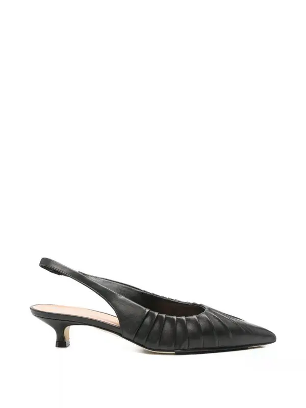 JULIE DEE Leather Ruched Pumps - Black