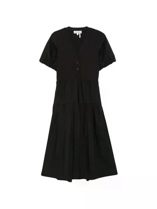 Dkny Button Tiered Midi Dress - Black