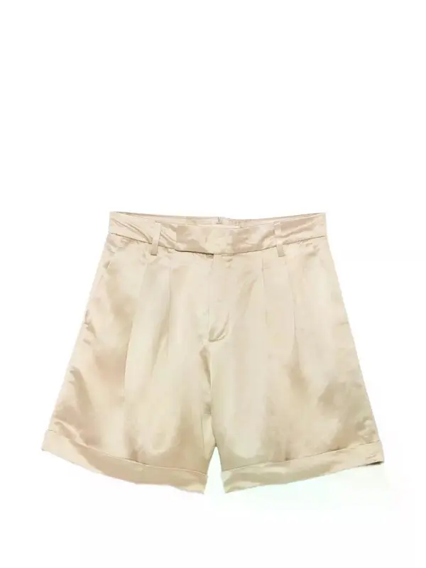 BRIGLIA 1949 Pleated Cuffed Hem Shorts - Neutrals