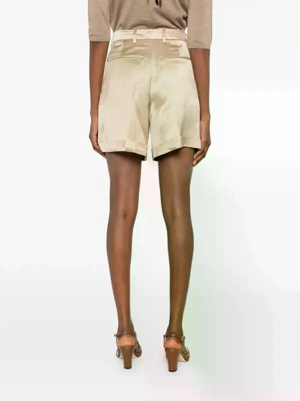 BRIGLIA 1949 Pleated Cuffed Hem Shorts - Neutrals