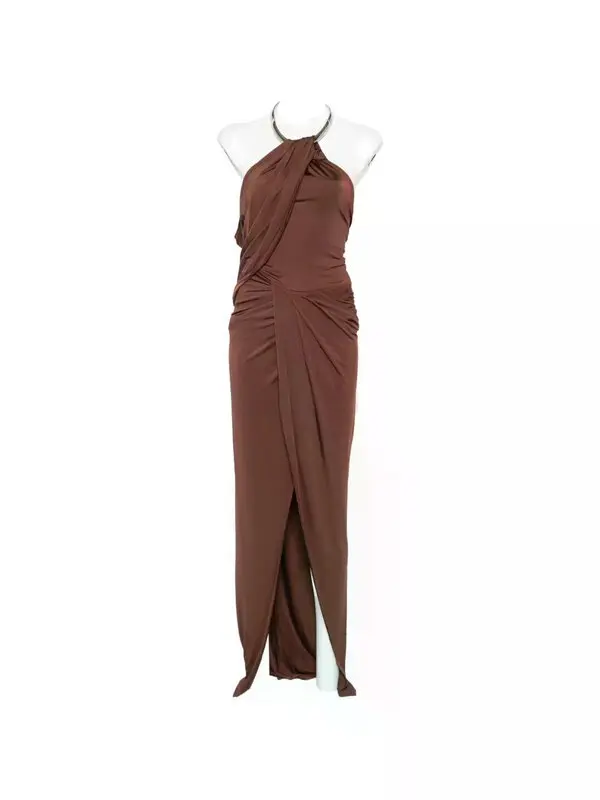 Amen Twisted Halter-neck Maxi Dress - Brown