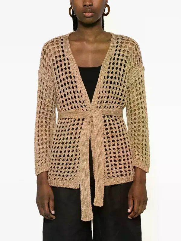 Max Mara Long-sleeve Open Knit Cardigan - Neutrals