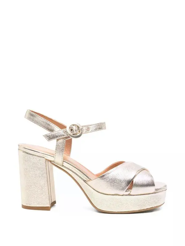 JULIE DEE Platform-heel Crossover-strap Sandals - Gold