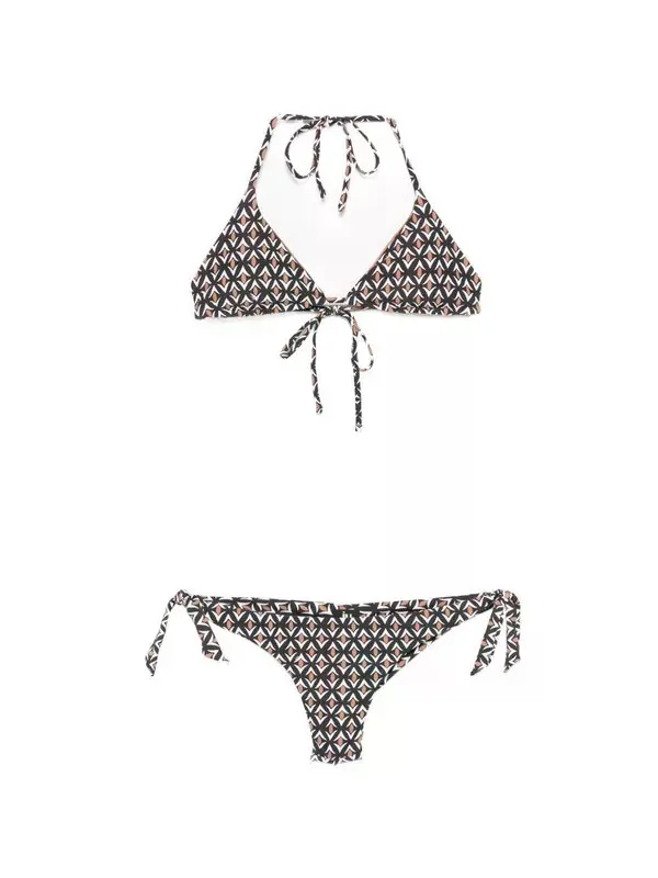 IU RITA MENNOIA Geometric-print Two-piece Bikini - Black