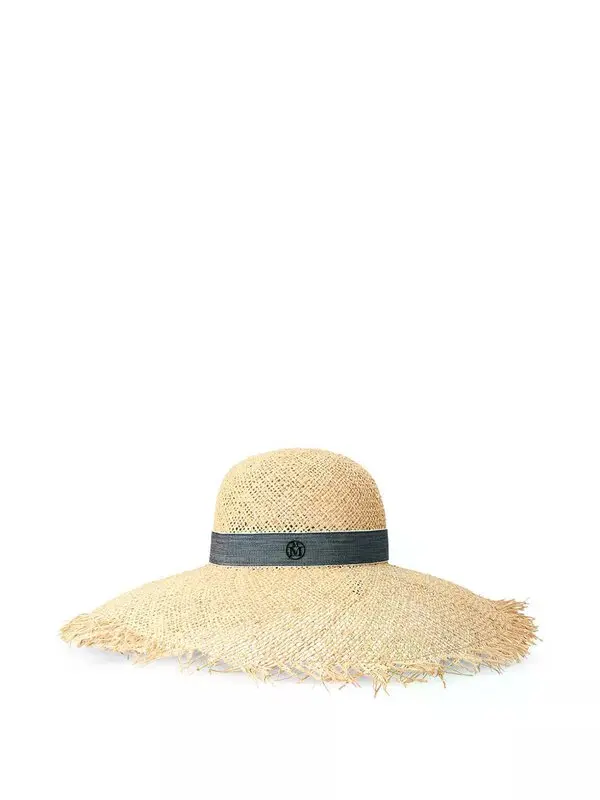 MAISON MICHEL Blanche Frayed Trim Hat - Neutrals
