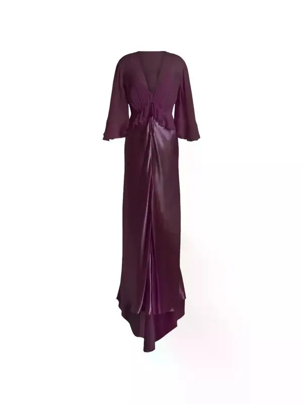 Alberta Ferretti Ruffled V-neck Maxi Dress - Purple