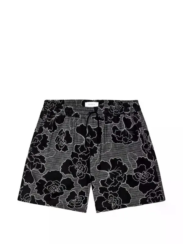 LES DEUX Floral Print Shorts - Black