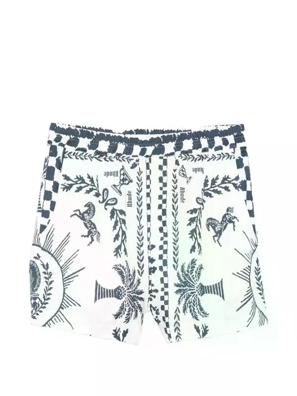 Rhude Graphic Print Shorts - White