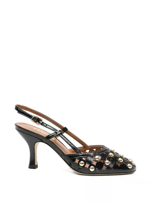 EVALUNA Round-toe Studded Pumps - Black