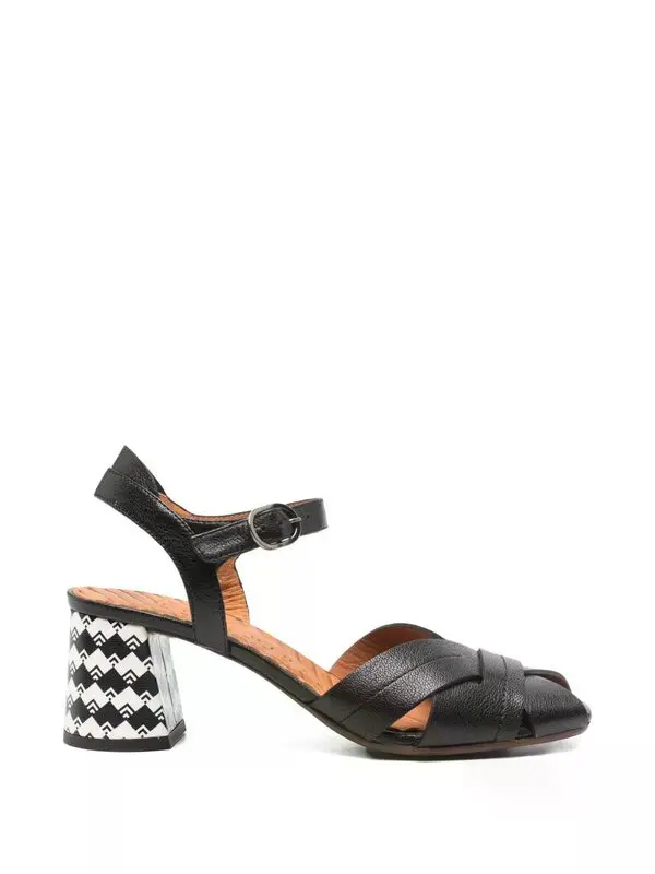 Chie Mihara Woven Sandals With Geometric Heel - Black