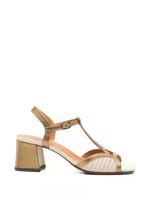Chie Mihara T-strap Perforated Sandals - Gold
